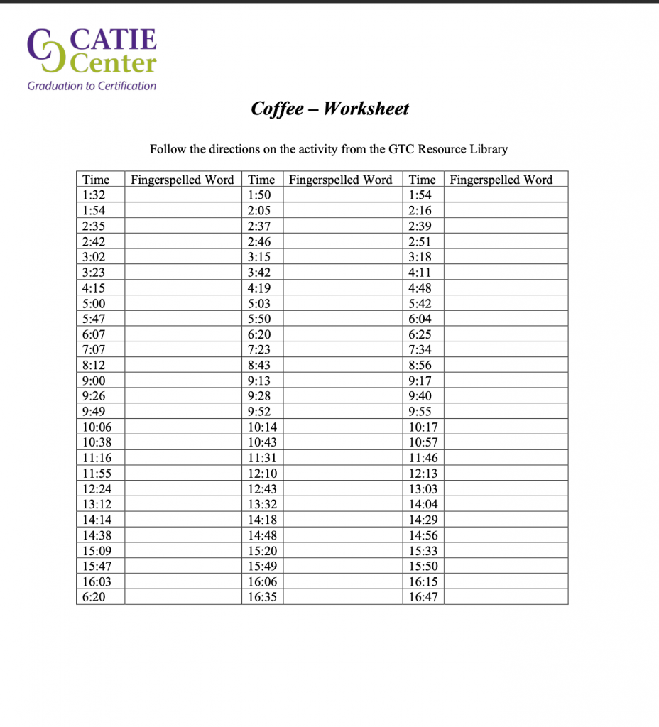 Fingerspelled Word Recognition: Coffee - Dive In